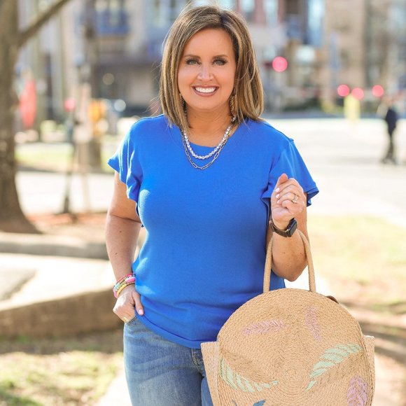 CAbi | Tops | Cabi 632 Flutter Tee Colbalt Blue Spring 222 Size Medium ...